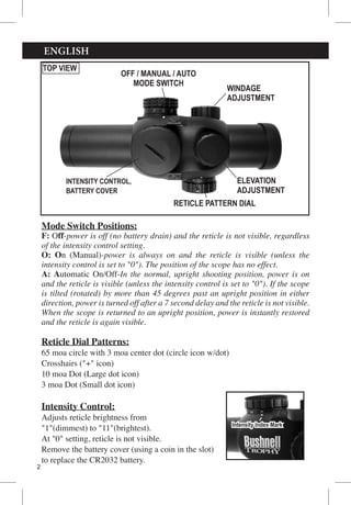 Instructions BUSHNELL Trophy Red Dot Scope | Optics Trade | PDF