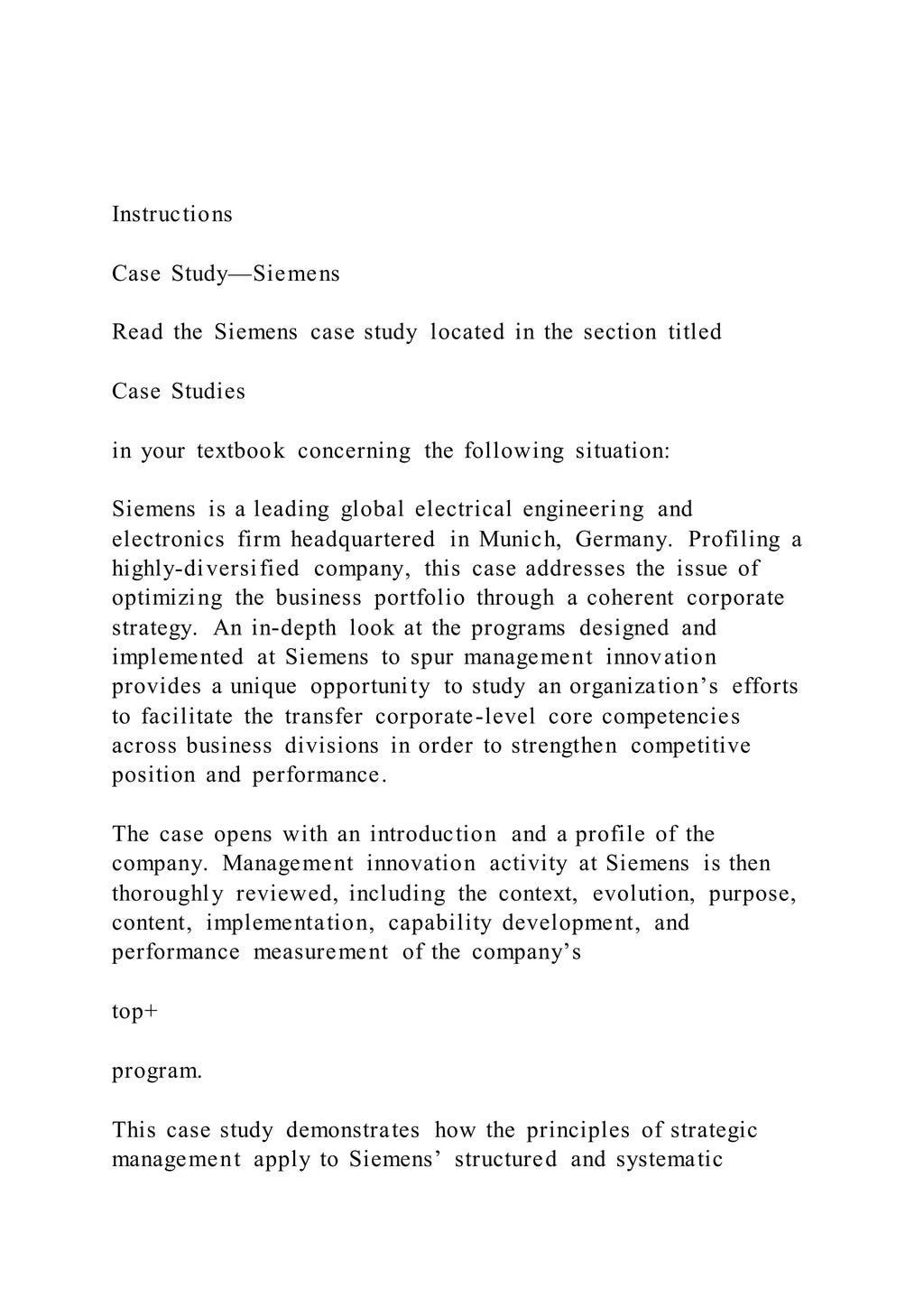 InstructionsCase Study—SiemensRead the Siemens case stud | PDF