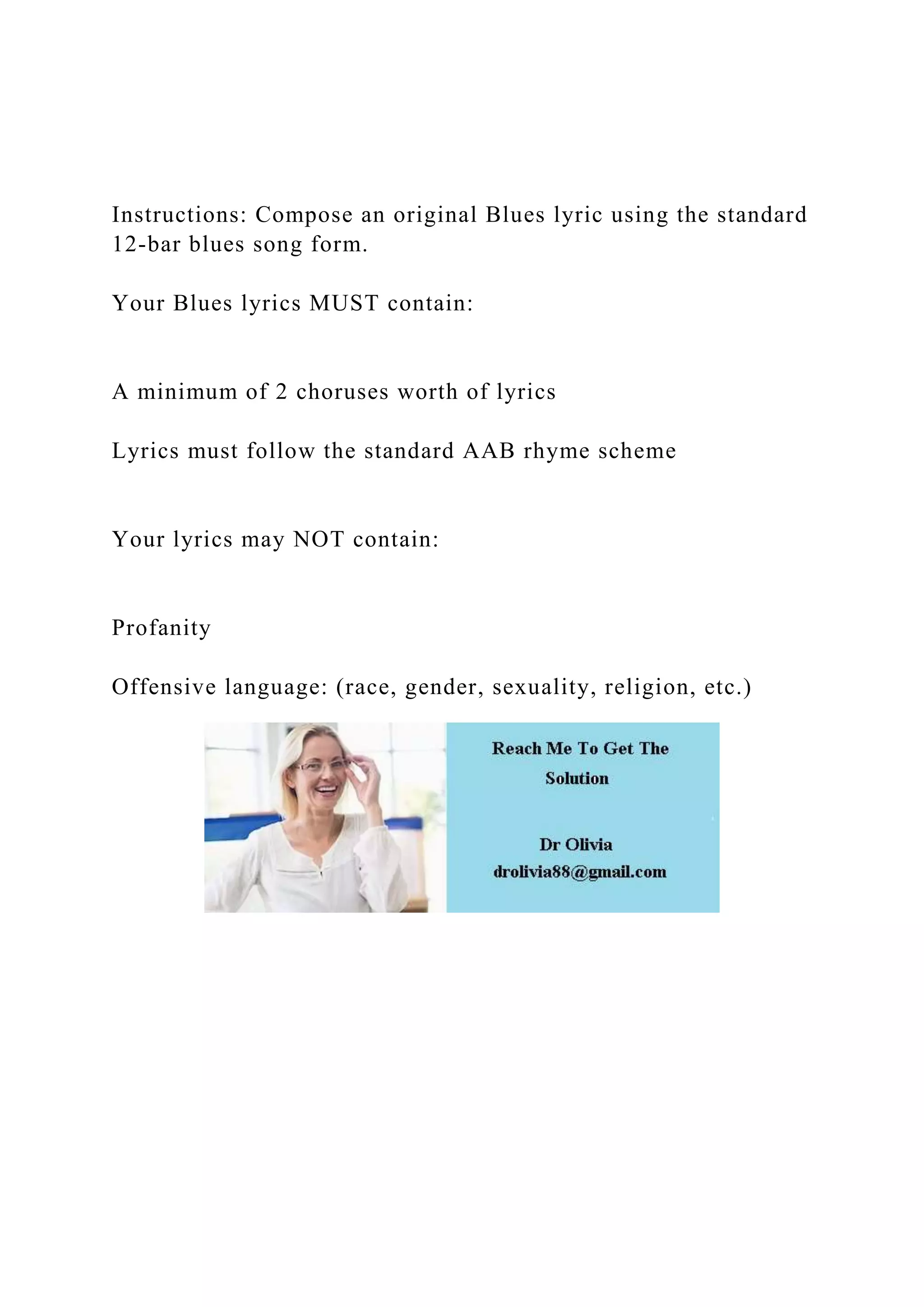 Instructions Compose an original Blues lyric using the standard.docx