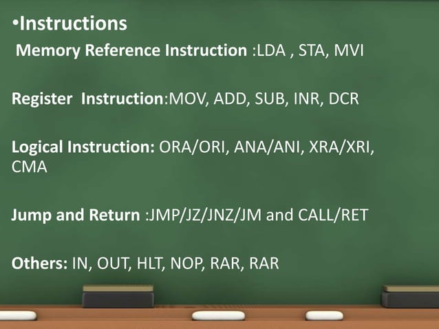 Instruction set 8085 | PPTX | Programming Languages | Computing