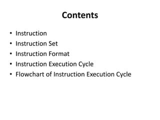 Instruction set and instruction execution cycle | PPTX | Computing | Technology & Computing