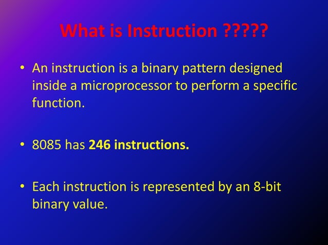 Instruction set of 8085 Microprocessor By Er. Swapnil Kaware | PPT