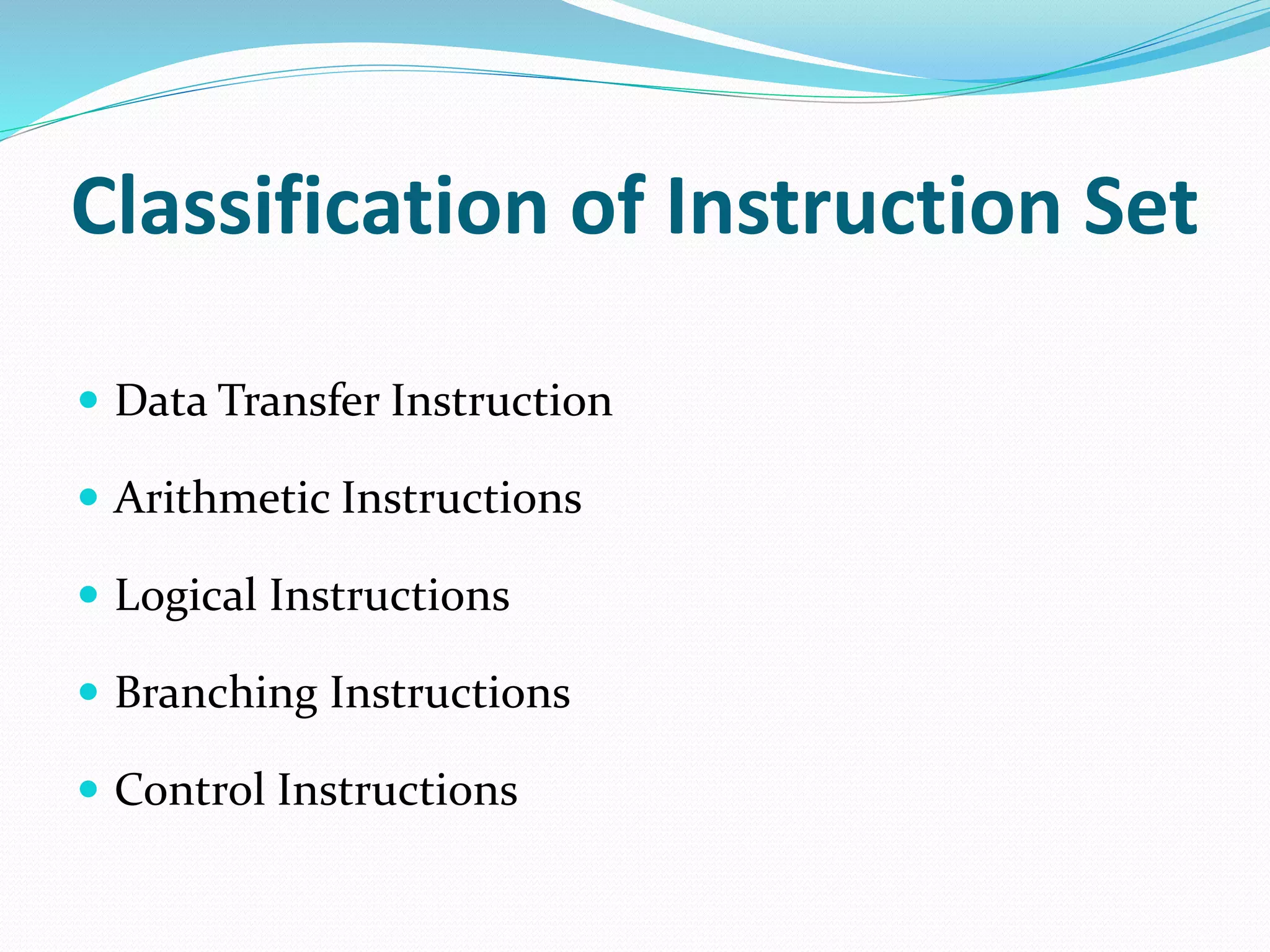 Instruction set of 8085 | PPT | Data Storage and Warehousing | Computing