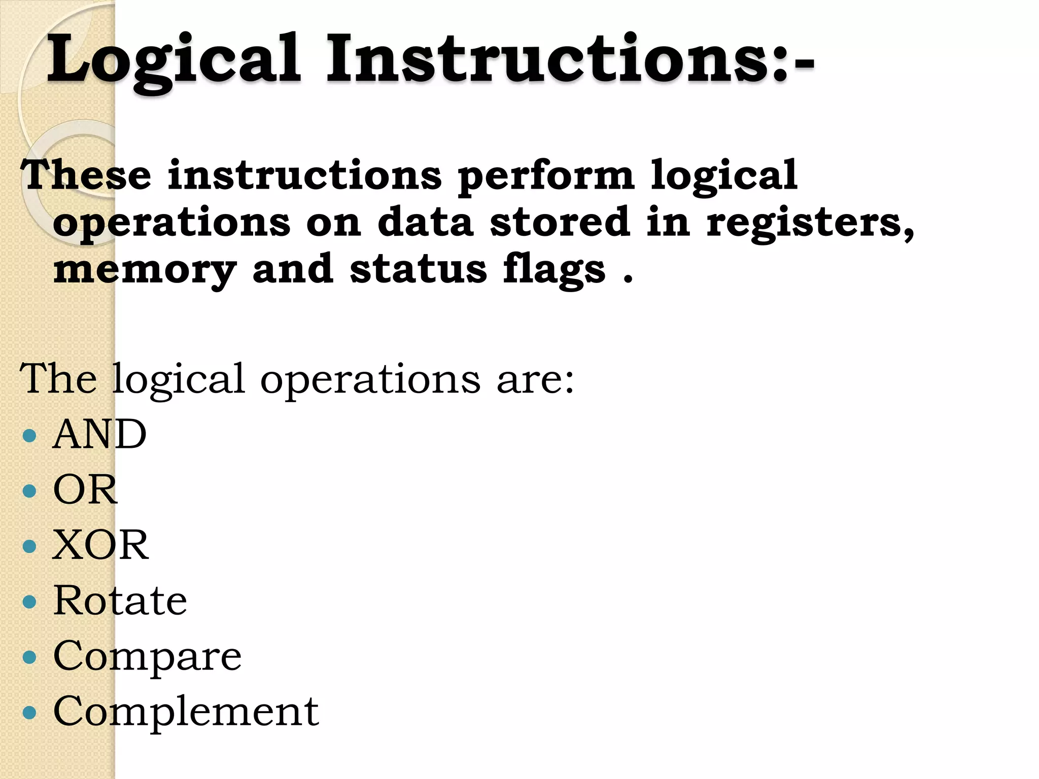 Instruction set of 8085 microprocessor | PPTX