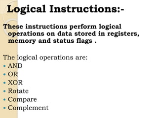 Instruction set of 8085 microprocessor | PPTX