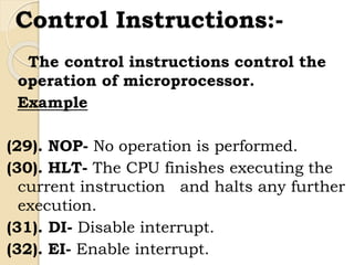 Instruction set of 8085 microprocessor | PPTX
