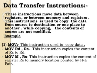 Instruction set of 8085 microprocessor | PPTX