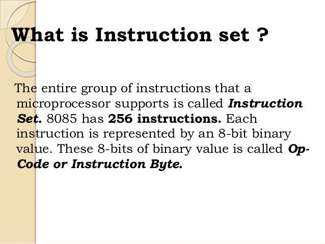 Instruction set of 8085 microprocessor
