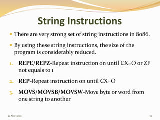 Instructionsetof8086 by Alwani | PPT