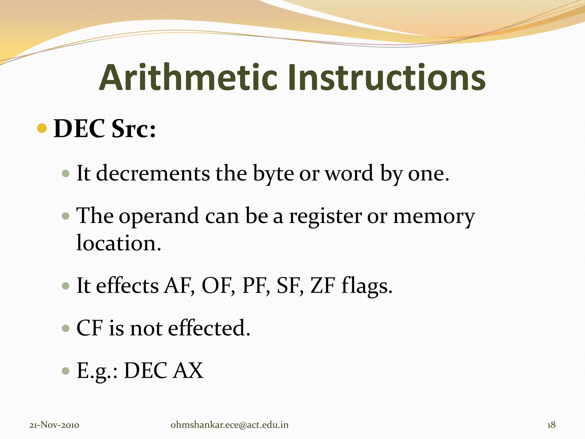 Instruction set of 8086 | PPTX