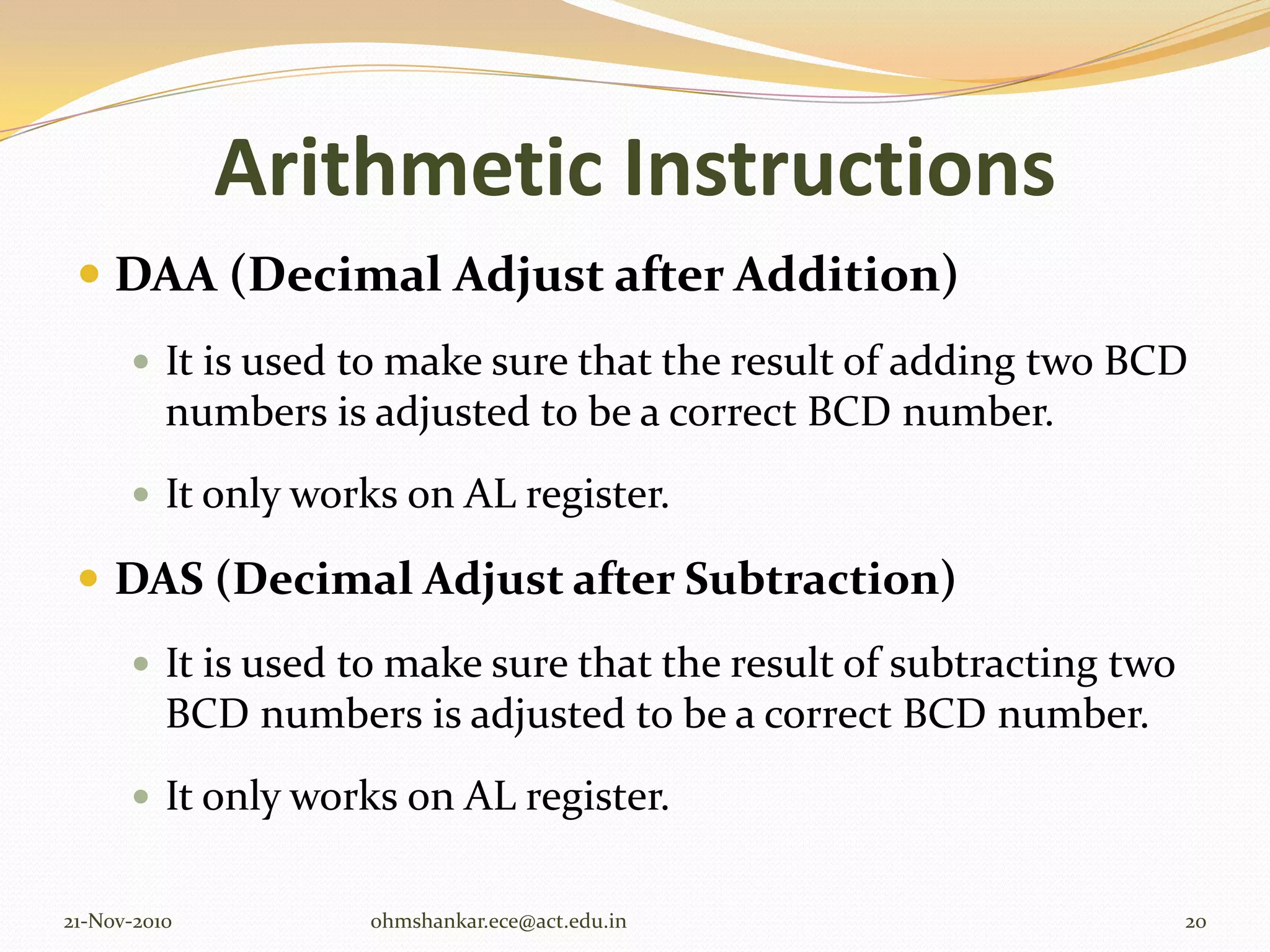 Instruction set of 8086 | PPTX