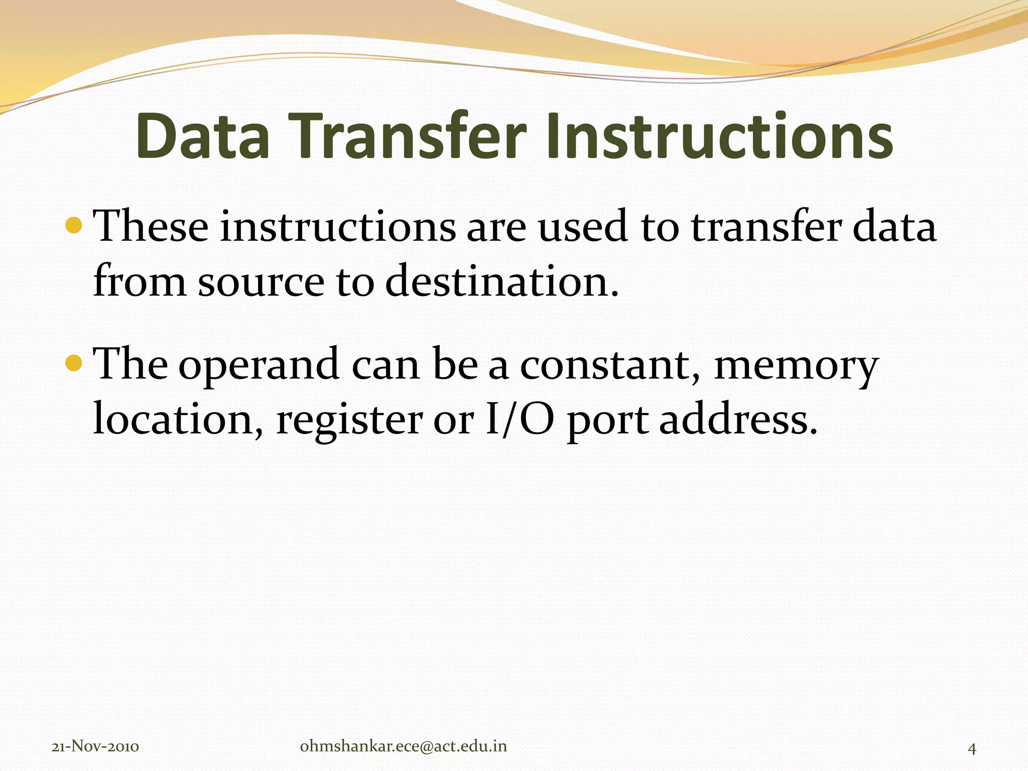 Instruction set of 8086 | PPTX