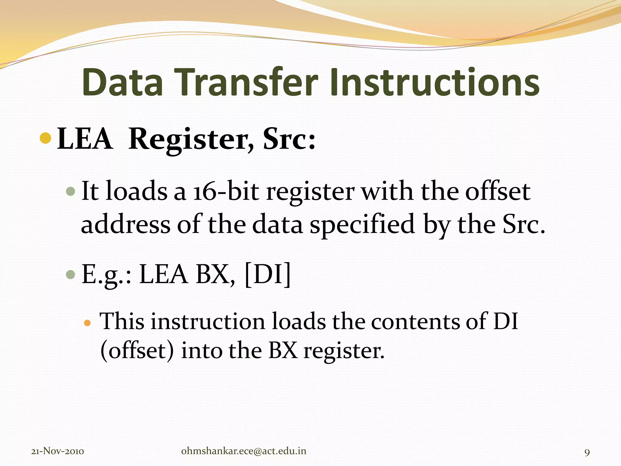 Instruction set of 8086 | PPTX