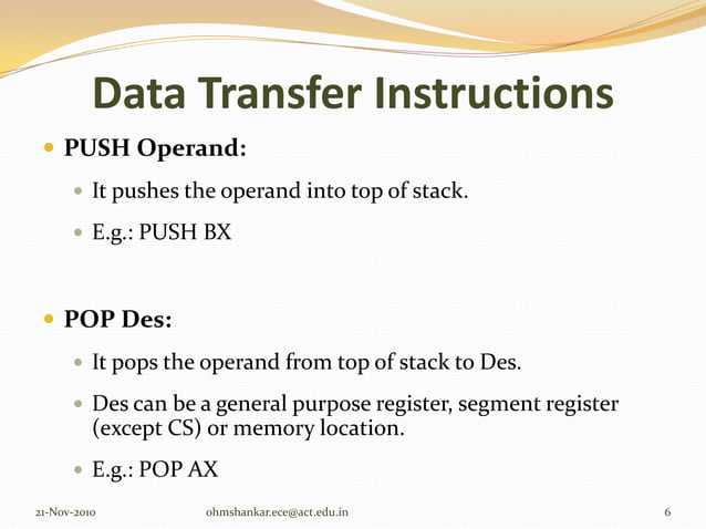 Instruction set of 8086 | PPTX