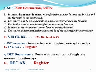 Instruction set of 8086 | PPTX