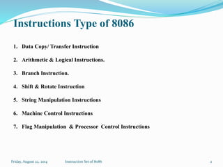 Instruction set of 8086 | PPTX