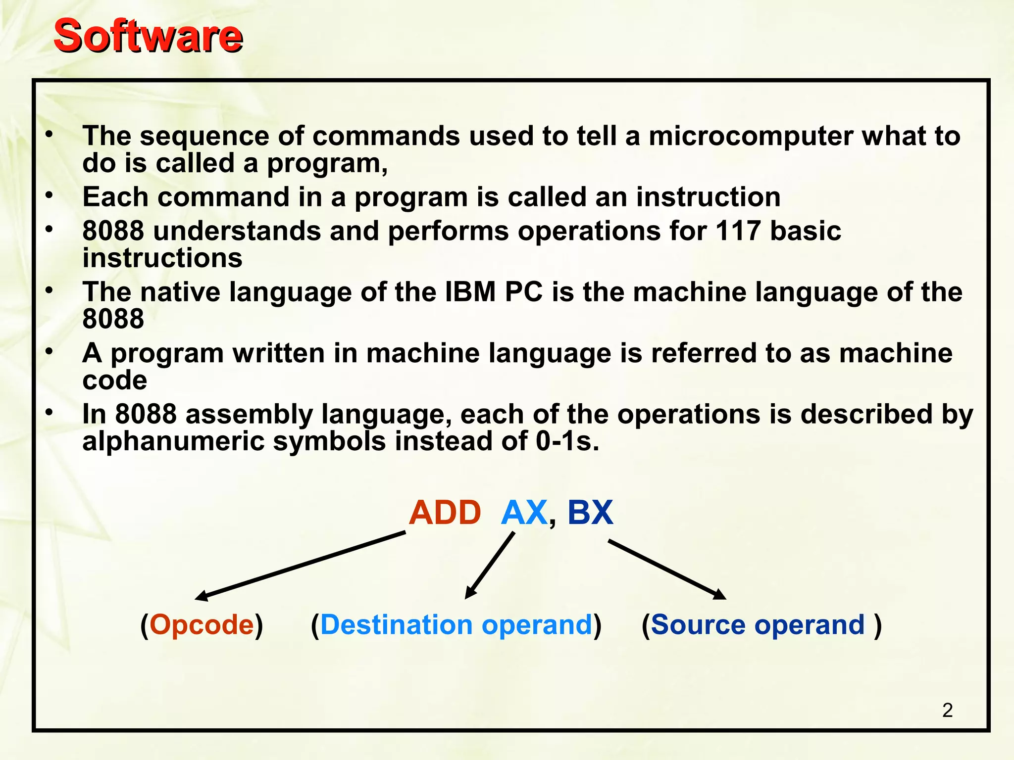 Instruction set of 8086 | PPT | Programming Languages | Computing