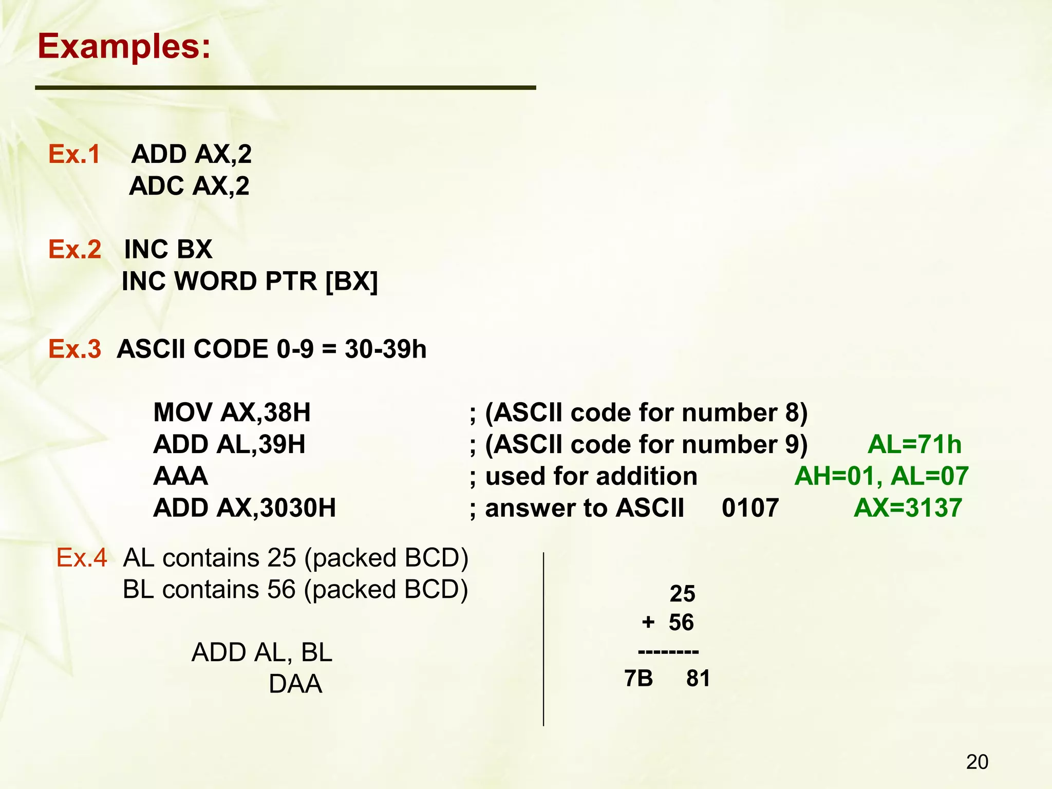 Instruction set of 8086 | PPT | Programming Languages | Computing
