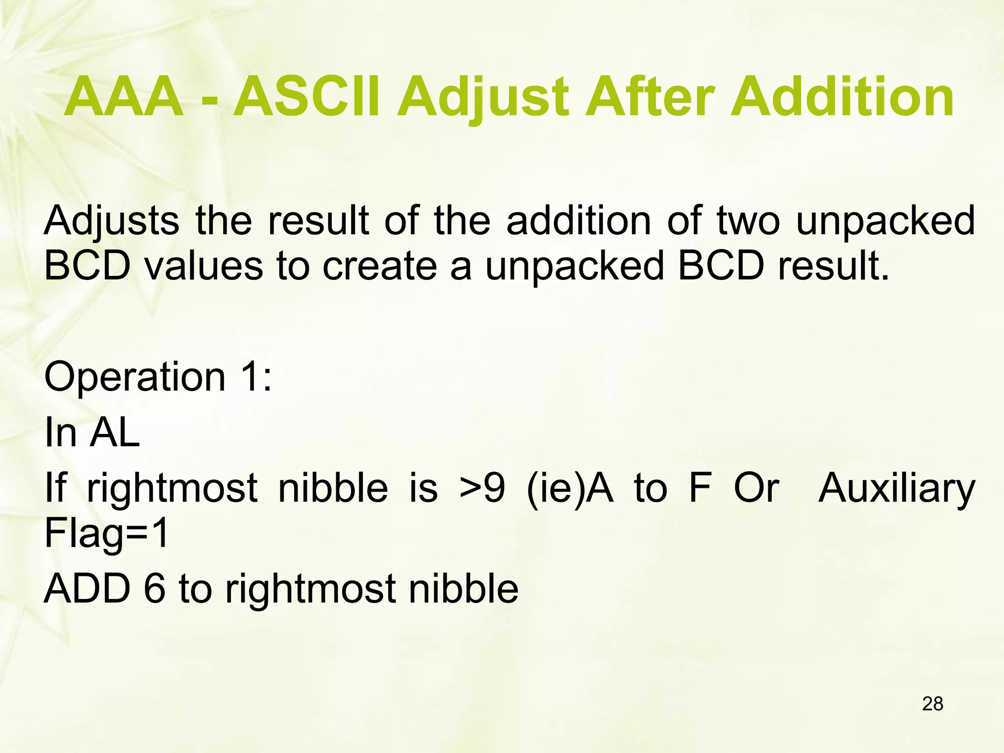Instruction set of 8086 | PPT | Programming Languages | Computing