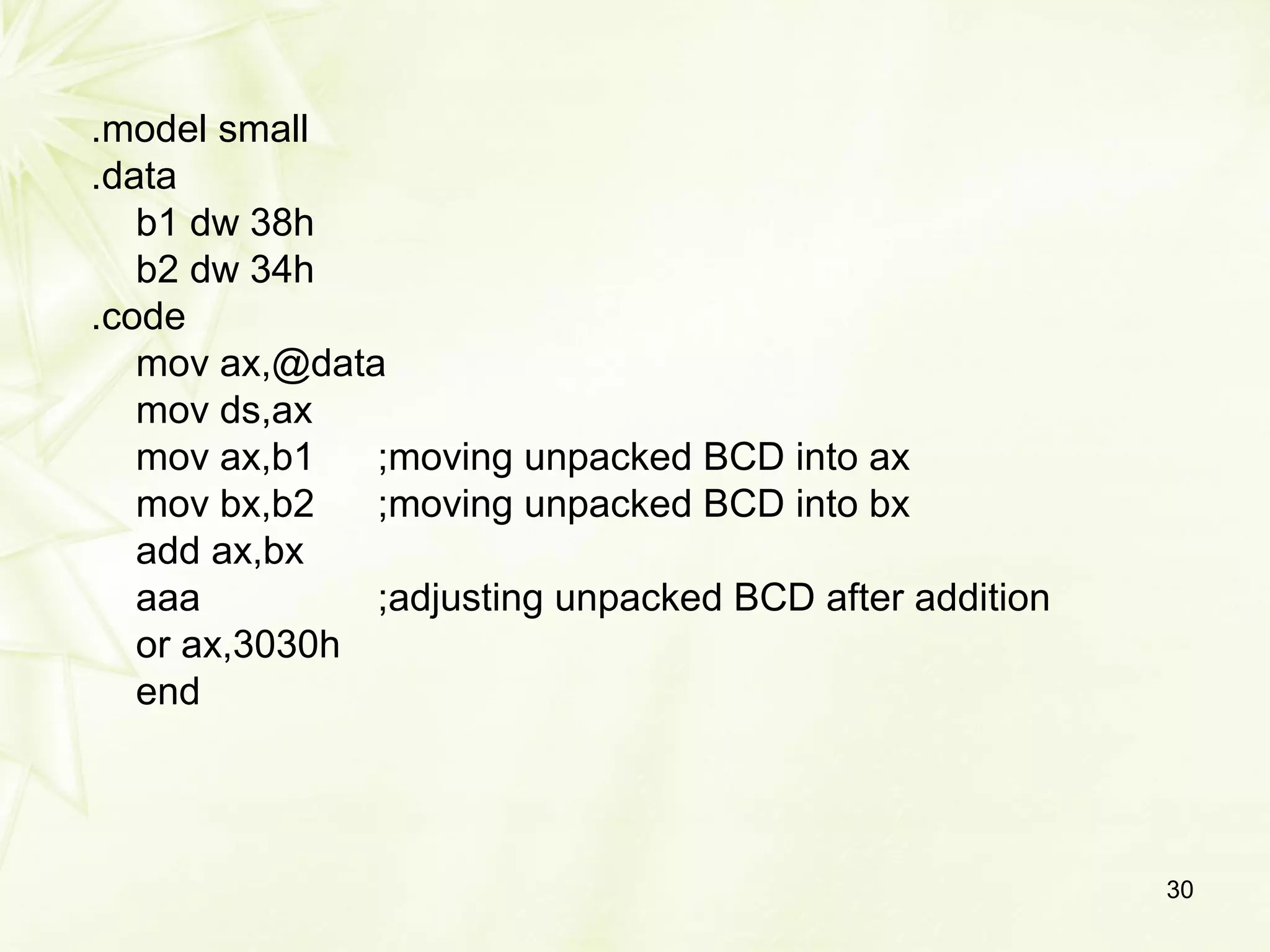 Instruction set of 8086 | PPT | Programming Languages | Computing