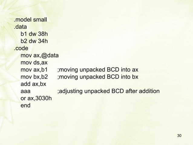 Instruction set of 8086 | PPT | Programming Languages | Computing