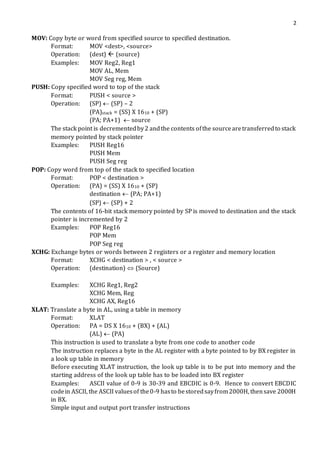Instruction set of 8086 | DOCX