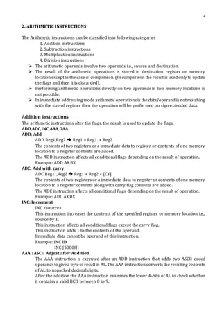 Instruction set of 8086 | DOCX