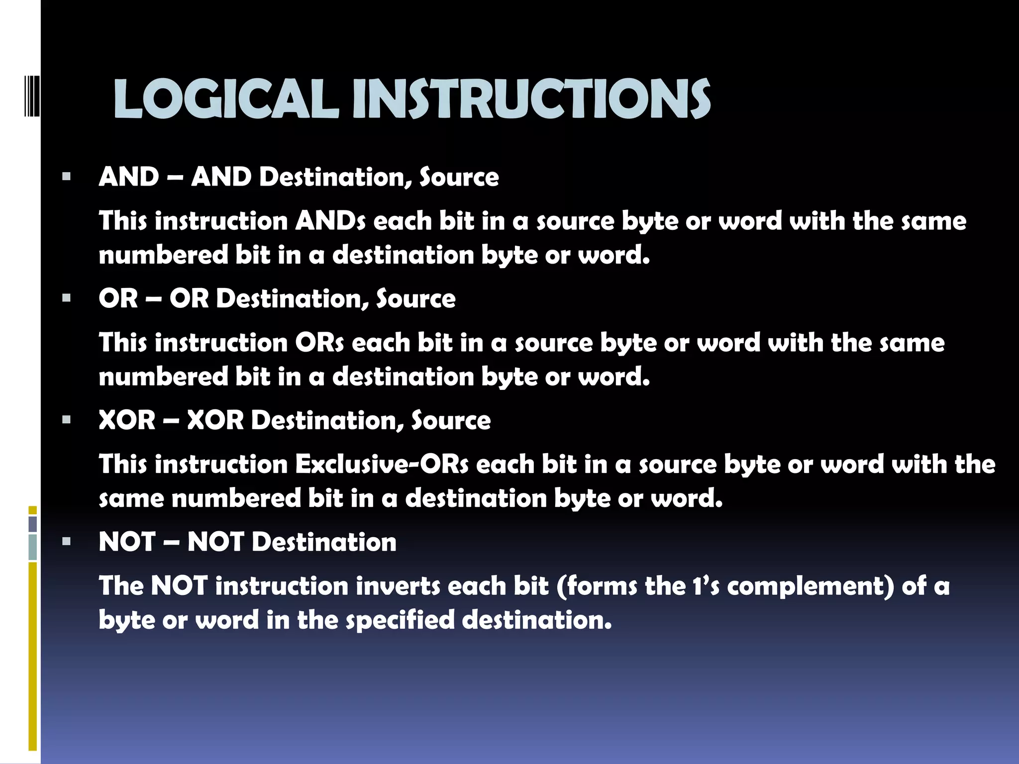 Instruction Set of 8086 Microprocessor | PPTX