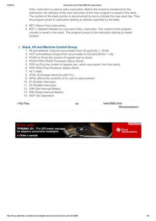 Instruction set of intel 8085 microprocessor | PDF
