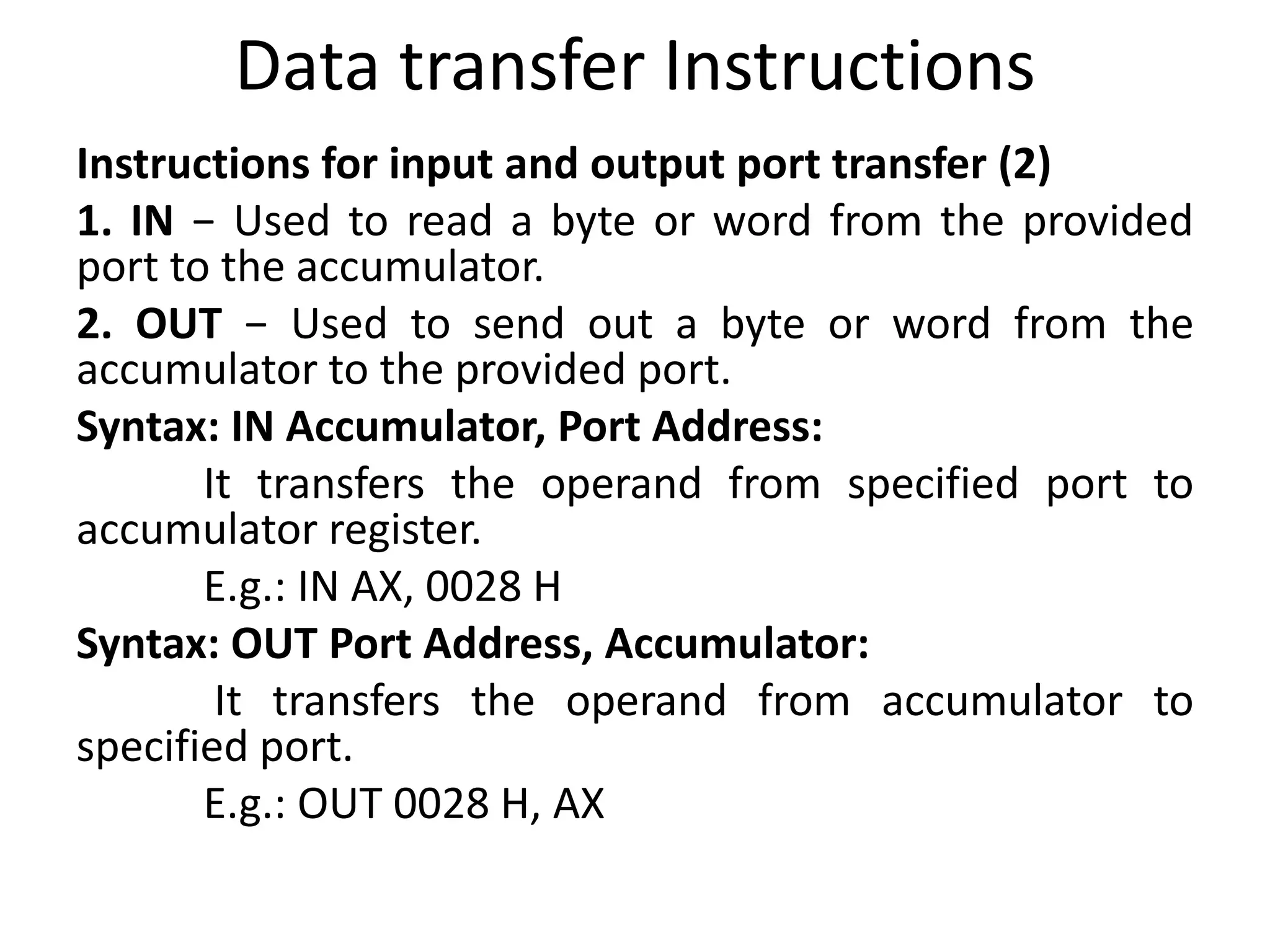 Instruction sets of 8086 | PPTX