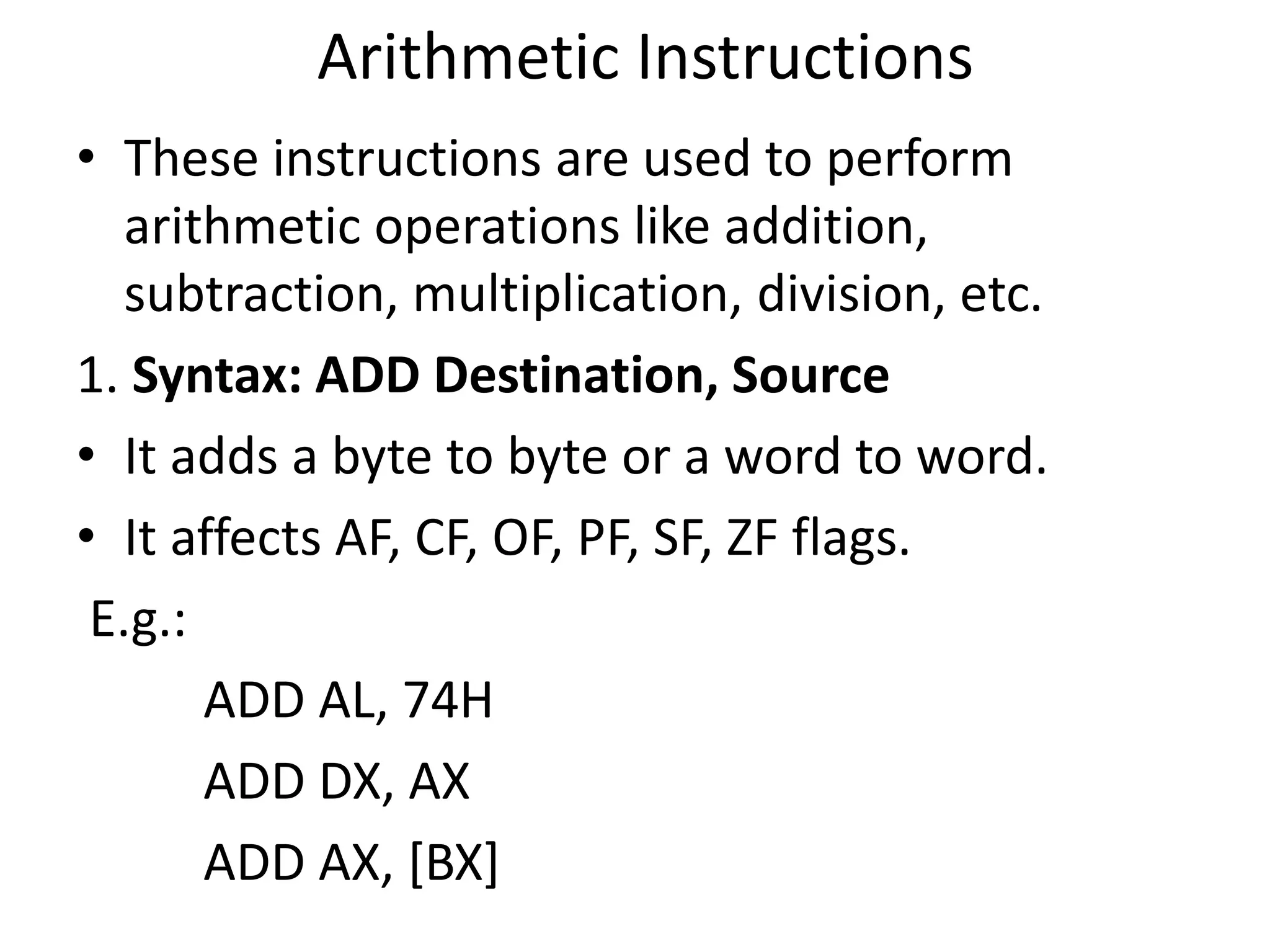 Instruction Sets Of 8086 Pptx Operating Systems Computer Software And Applications