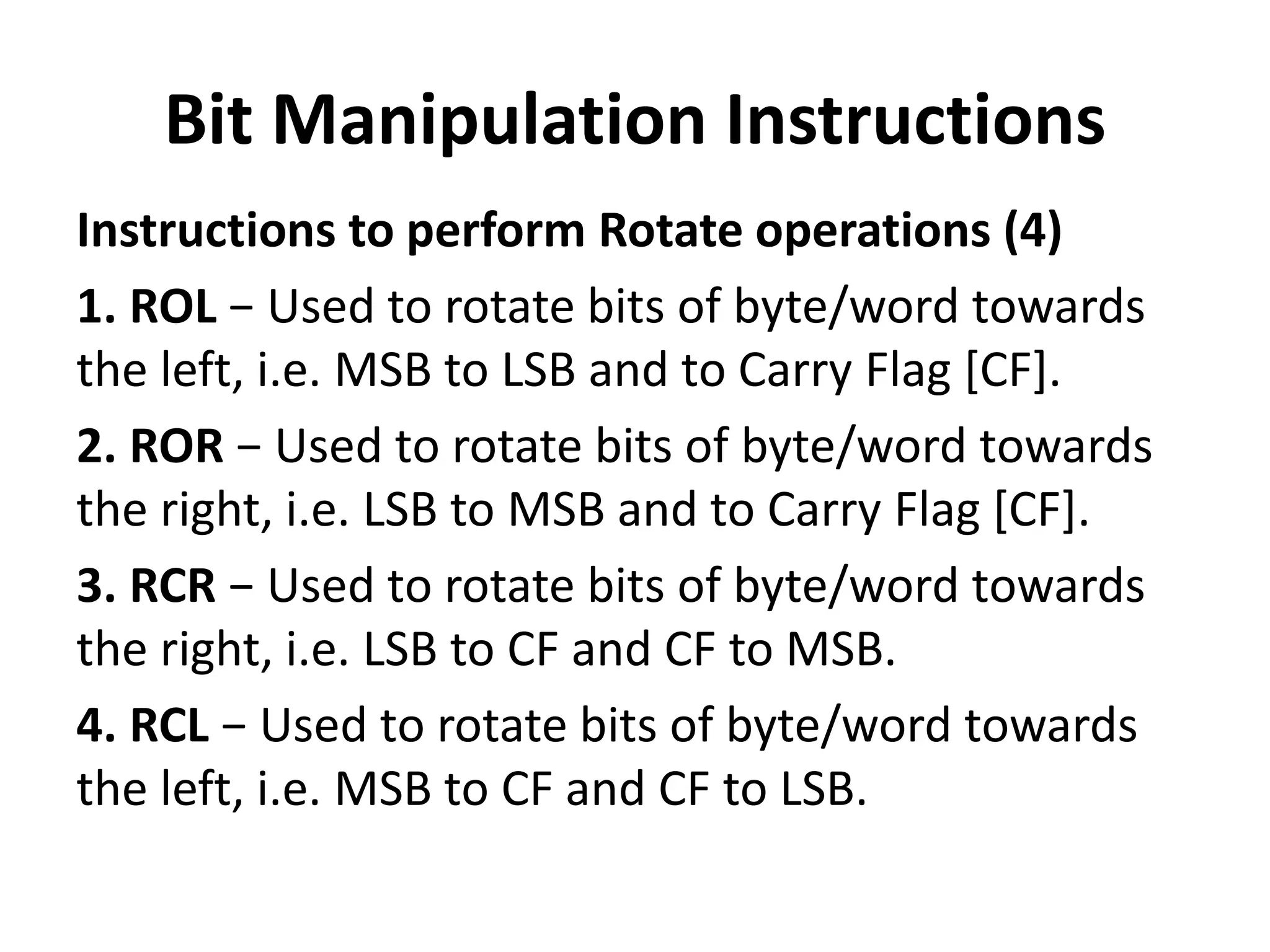 Instruction sets of 8086 | PPTX | Operating Systems | Computer Software and Applications