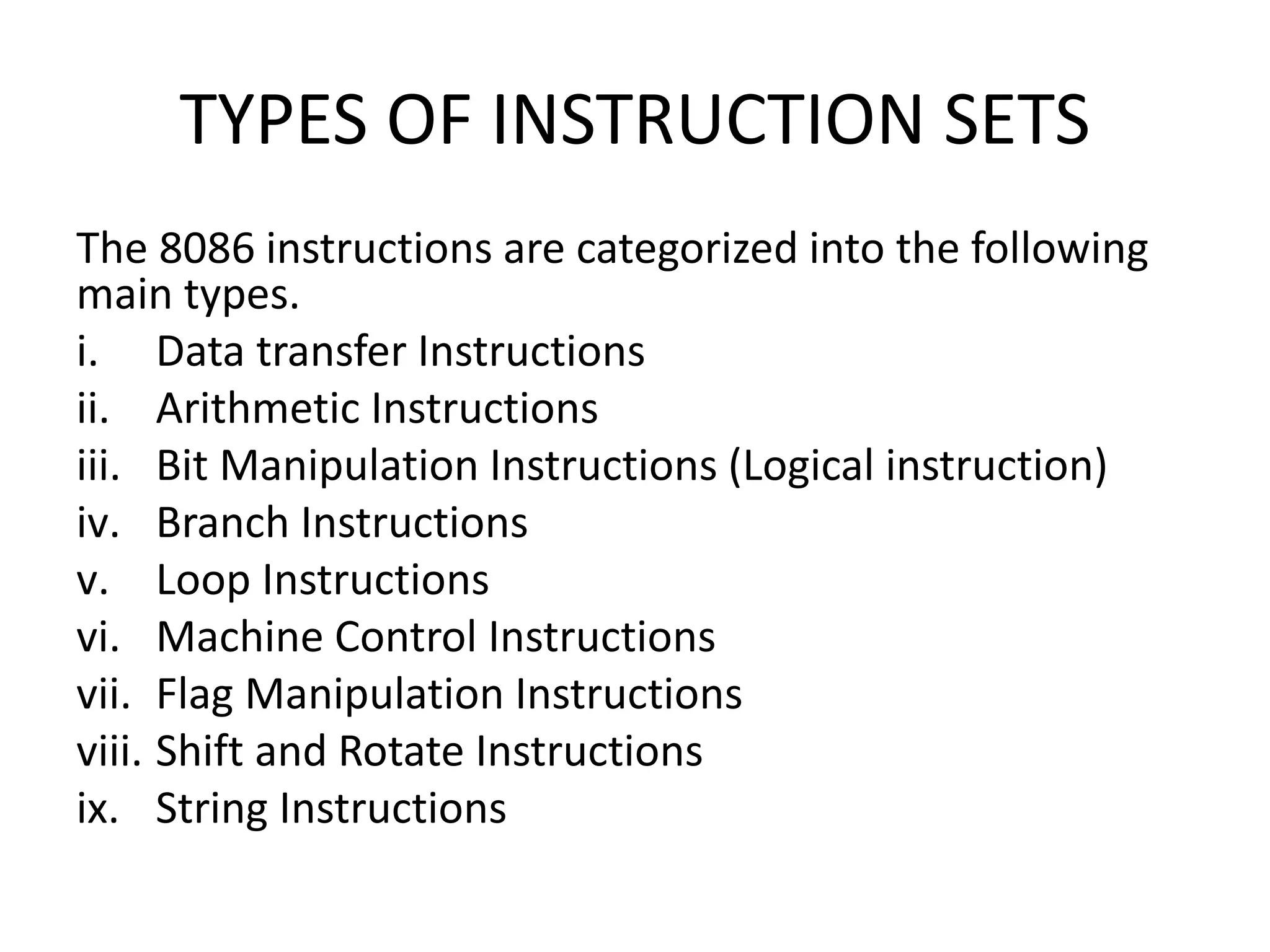 Instruction sets of 8086 | PPTX