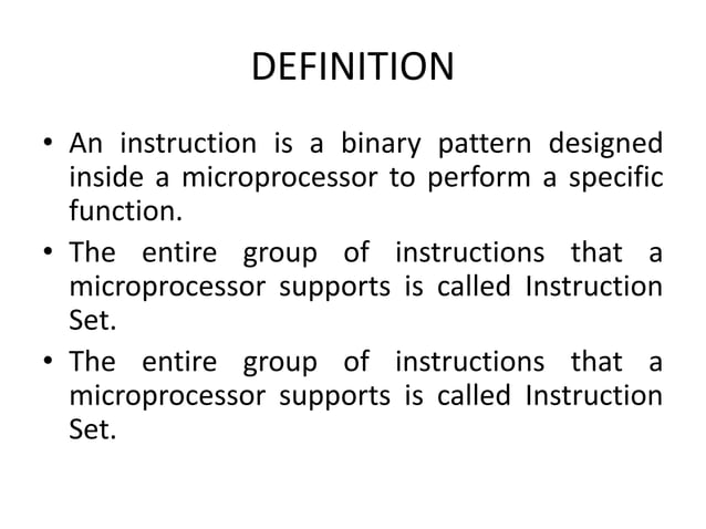 Instruction sets of 8086 | PPTX | Operating Systems | Computer Software and Applications