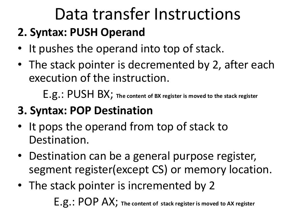 Instruction Sets Of 8086 