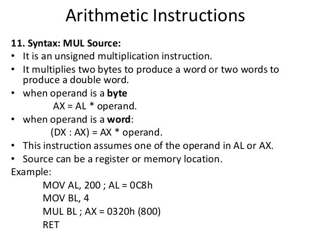 Instruction sets of 8086