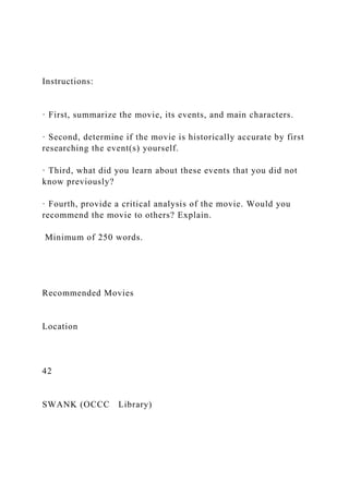 Instructions· First, summarize the movie, its events, and | PDF