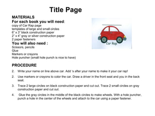 Instructions For Car Rap Book | PPT