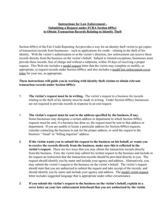 Instructions For Law Enforcement Submitting Request Under FCRA Section ...