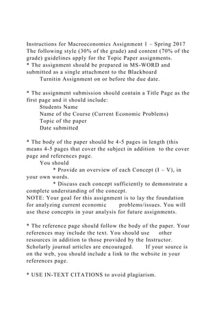 Instructions for Macroeconomics Assignment 1 – Spring 2017The fo.docx