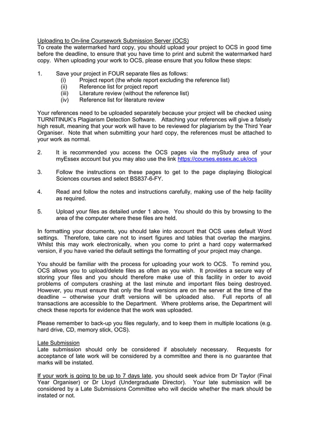 Instructions for project submission and project talks bs837 | DOCX