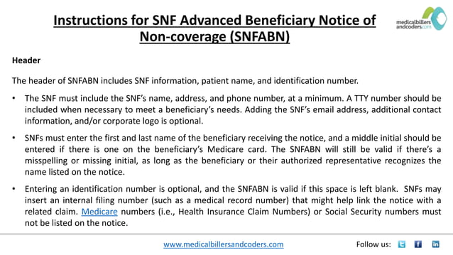 Instructions for SNF Advanced Beneficiary Notice of Non-coverage ...