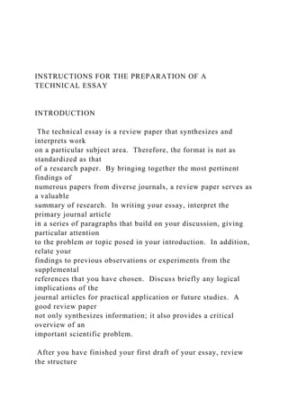 INSTRUCTIONS FOR THE PREPARATION OF A TECHNICAL ESSAY .docx