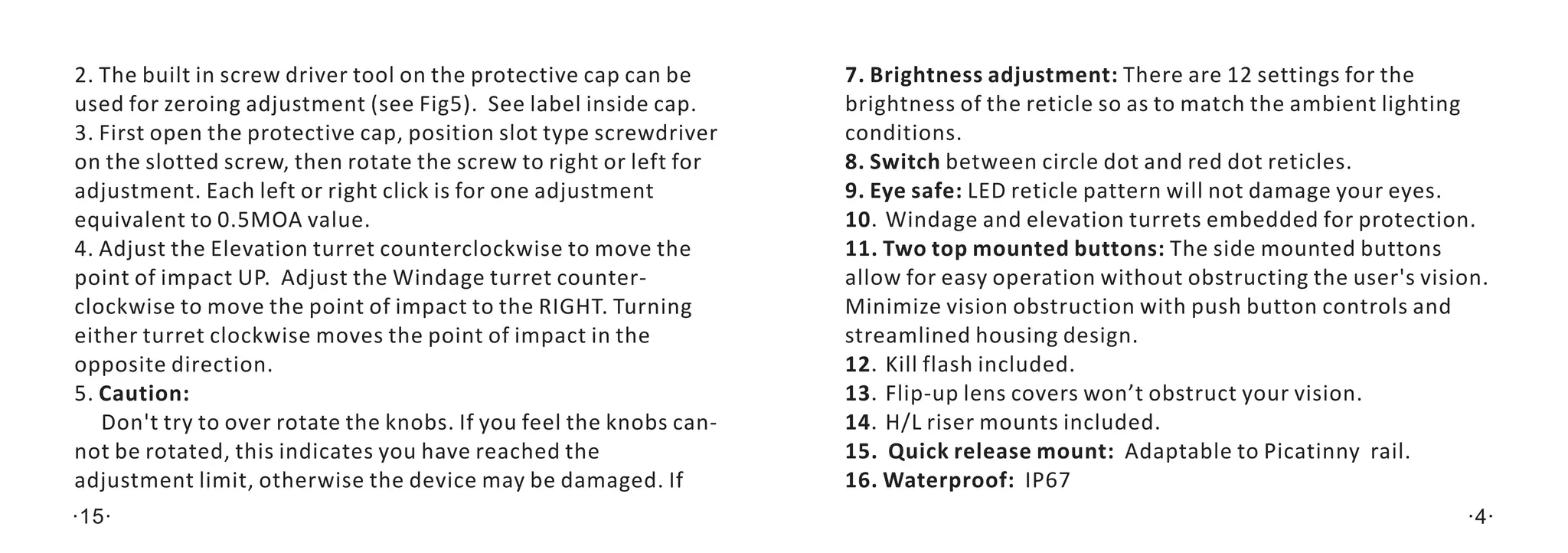 Instructions | Holosun HS515CU Red Dot Sight | PDF