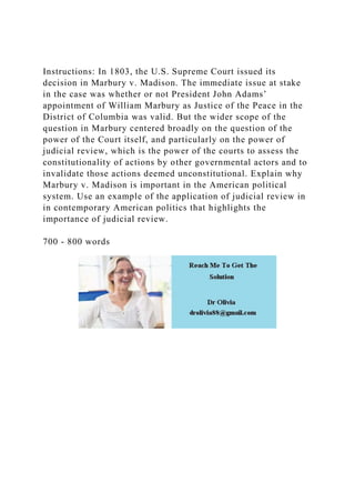 Instructions In 1803, the U.S. Supreme Court issued its decision .docx