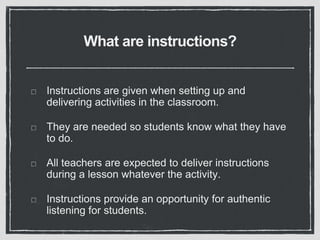 Instructions in the classroom | PPTX | Homework and Study | Education