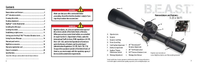 Instructions NightForce BEAST Riflescopes | Optics Trade