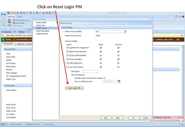Instructions on generating PIN NUMBERS for patients | PPTX