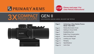Instructions | Primary Arms PAC3X GEN II Red Dot Sight | PPT