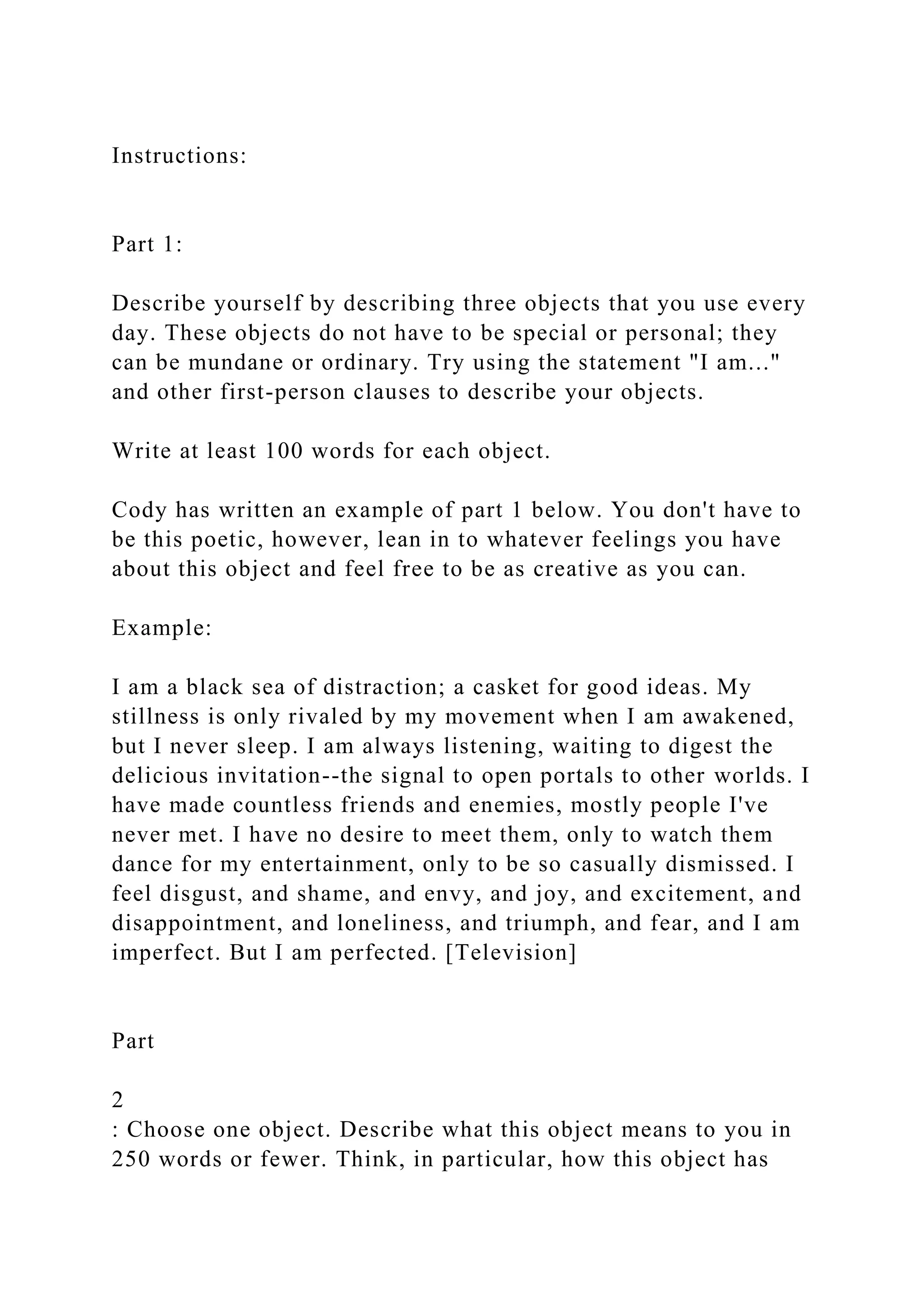 InstructionsPart 1Describe yourself by describing three .docx